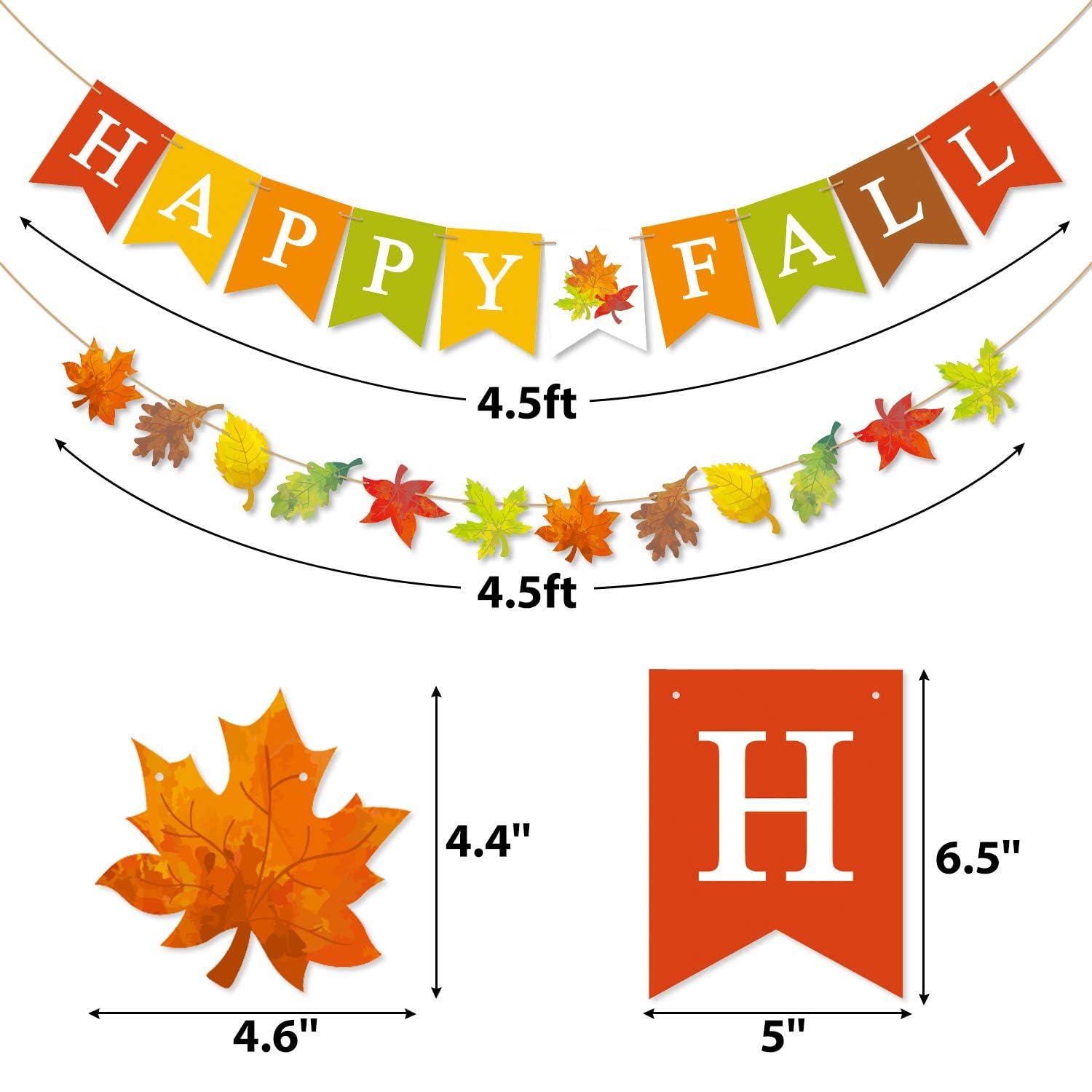 Happy Fall Banner Maple Leaves Garland Seasonal Festive Home Decoration for Mantle Halloween Thanksgiving Day Bunting Sign Fall Party Supplies