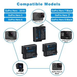 COOLSHOW Hero 7 Battery 1500mAh (3 Packs) Replacement and Triple USB Hero 8 Charger Compatible with GoPro Hero 7,GoPro Hero 6,Hero 8,GoPro Hero 7 Black,HERO6 5 Black, Hero(2018),AHBBP-501