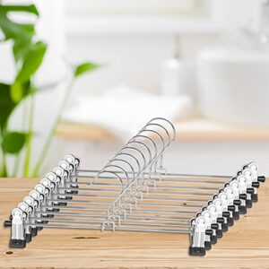 Pants Hangers 12PCS Skirt Hangers with Clips Hangers for Pants Metal Hangers Clothes Hanger Trouser Hanger