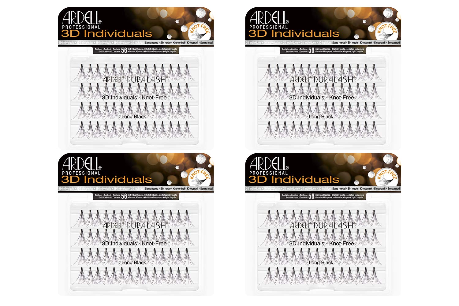 Ardell 3D Individuals Long Black False Lashes x 4 packs