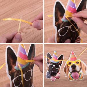 Duufin 15 Pieces Dog Faces Claws Party Banner Set Dogs Birthday Party Supplies Dog Portrait Banner Dog Theme Party Bunting Decoration