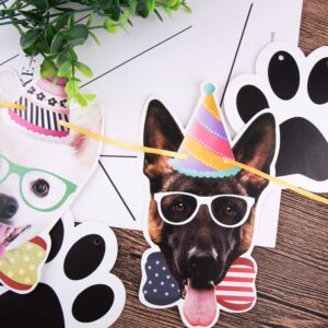 Duufin 15 Pieces Dog Faces Claws Party Banner Set Dogs Birthday Party Supplies Dog Portrait Banner Dog Theme Party Bunting Decoration