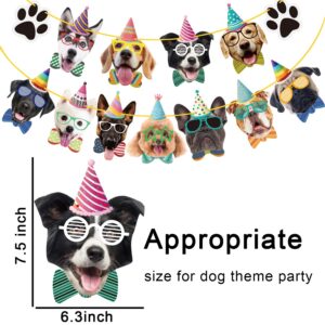 Duufin 15 Pieces Dog Faces Claws Party Banner Set Dogs Birthday Party Supplies Dog Portrait Banner Dog Theme Party Bunting Decoration