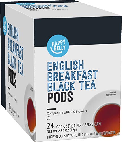 Amazon Brand - Happy Belly Tea Pods, English Breakfast, 24 Count, Compatible with 2.0 K-Cup Brewers