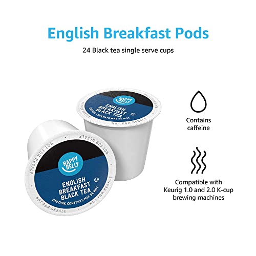 Amazon Brand - Happy Belly Tea Pods, English Breakfast, 24 Count, Compatible with 2.0 K-Cup Brewers