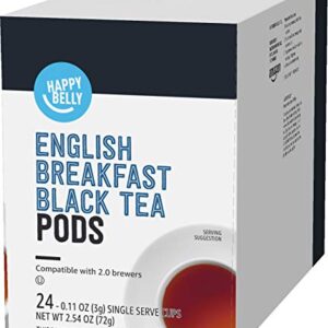 Amazon Brand - Happy Belly Tea Pods, English Breakfast, 24 Count, Compatible with 2.0 K-Cup Brewers