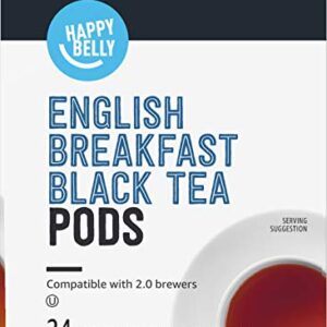 Amazon Brand - Happy Belly Tea Pods, English Breakfast, 24 Count, Compatible with 2.0 K-Cup Brewers