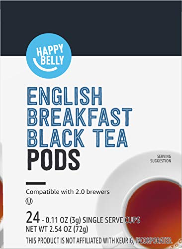 Amazon Brand - Happy Belly Tea Pods, English Breakfast, 24 Count, Compatible with 2.0 K-Cup Brewers