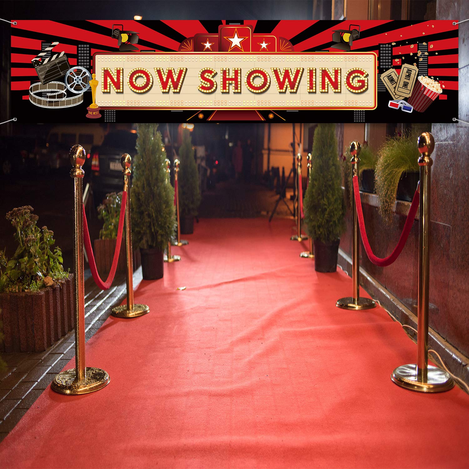 Now Showing Banner Movie Night Party Red Carpet Backdrop Party Decorations Movie Backdrop Birthday Party Banner Baby Shower Birthday Party Supplies