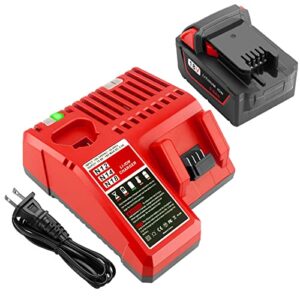 advtronics 18v 5.0ah m18 battery with charger 48-59-1812 compatible with 18v battery m18 m18b 48-11-1852 48-11-1850 48-11-1840 48-11-1890 48-11-1828 48-11-1820 48-11-1815 48-11-1820