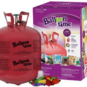 BLUE RIBBON, Helium Tank with 50 Balloons and White Ribbon + 12 Silver Balloon Weights + Plus Balloon Tying Tool and Flower Clips