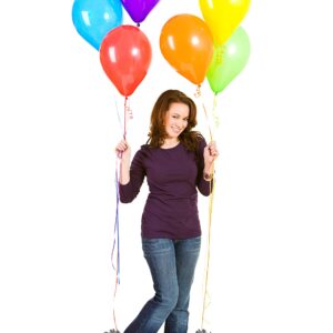 BLUE RIBBON, Helium Tank with 50 Balloons and White Ribbon + 12 Silver Balloon Weights + Plus Balloon Tying Tool and Flower Clips