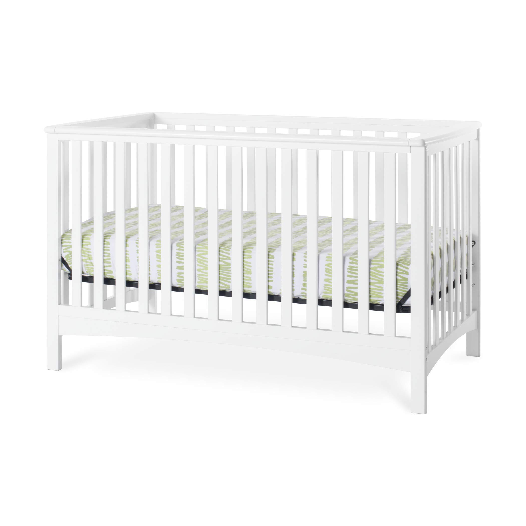 Child Craft London 4-in-1 Convertible Crib, Baby Crib Converts to Day Bed, Toddler Bed and Full Size Bed, 3 Adjustable Mattress Positions, Non-Toxic, Baby Safe Finish (Matte White)