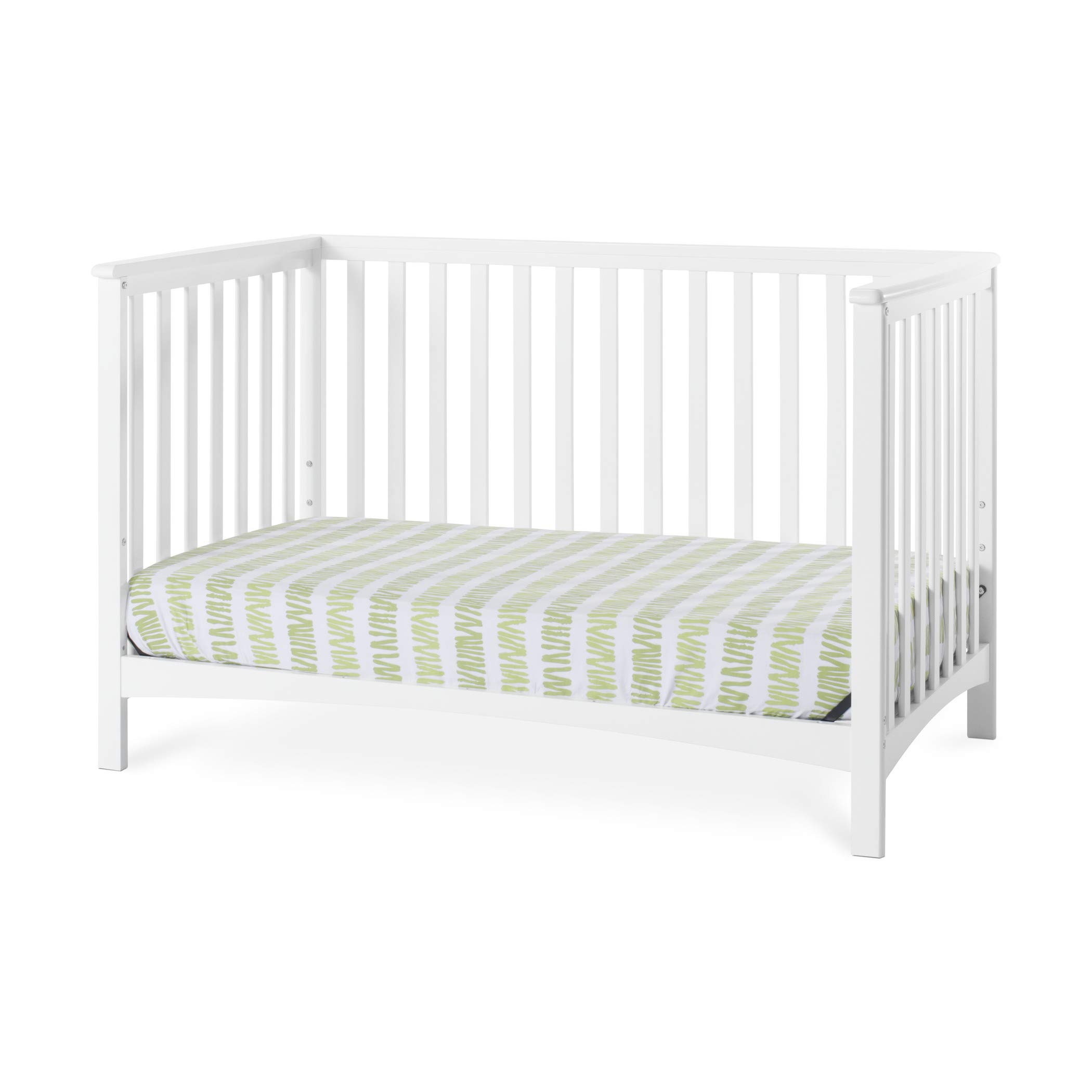 Child Craft London 4-in-1 Convertible Crib, Baby Crib Converts to Day Bed, Toddler Bed and Full Size Bed, 3 Adjustable Mattress Positions, Non-Toxic, Baby Safe Finish (Matte White)