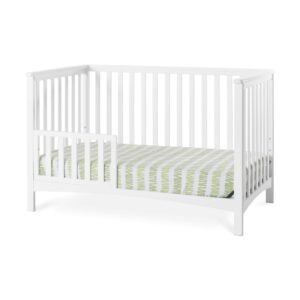 Child Craft London 4-in-1 Convertible Crib, Baby Crib Converts to Day Bed, Toddler Bed and Full Size Bed, 3 Adjustable Mattress Positions, Non-Toxic, Baby Safe Finish (Matte White)