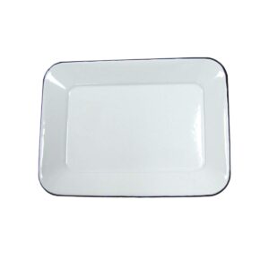 tg,llc treasure gurus white enamel vintage food serving tray country farmhouse kitchen decor plate