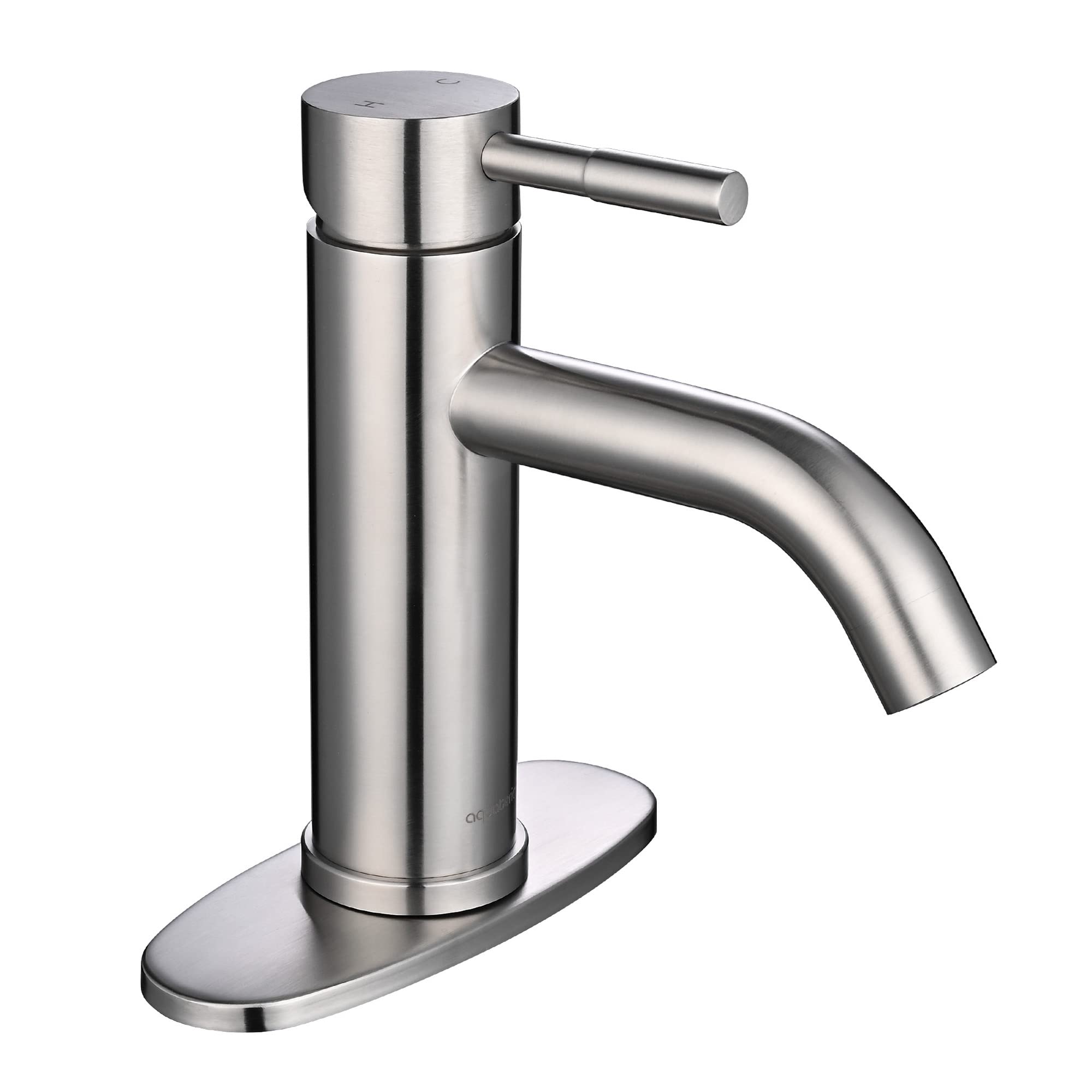 Aquaterior Bathroom Sink Faucet Single Handle RV Faucet Bathroom Lavatory Bathtub Basin Vanity Faucets Single Hole Bathroom Faucet Brushed Nickel CUPC NSF CEC