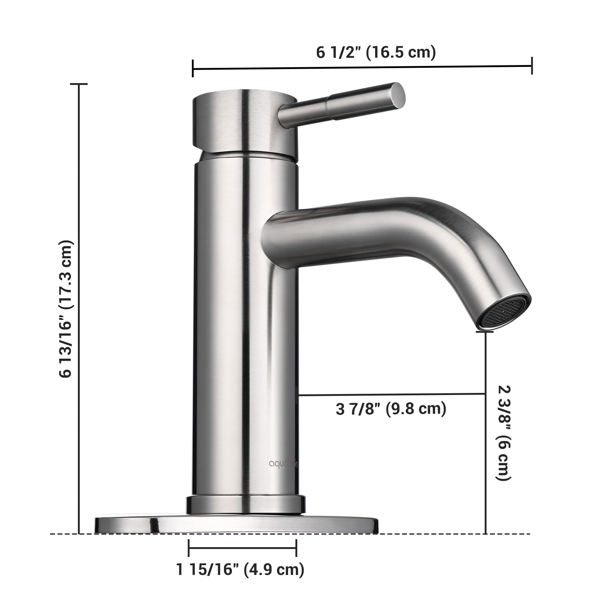 Aquaterior Bathroom Sink Faucet Single Handle RV Faucet Bathroom Lavatory Bathtub Basin Vanity Faucets Single Hole Bathroom Faucet Brushed Nickel CUPC NSF CEC