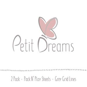 Petit Dreams Pack N Play, Mini-Crib Sheet 2 Pack - Jersey Knit Cotton for Baby Boy or Baby Girl, Grey