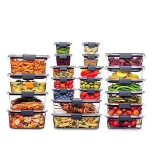 rubbermaid brilliance bpa free food storage containers with lids, airtight, for lunch, meal prep, and leftovers, set of 22