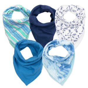 honestbaby organic cotton bandana drool bib multi-packs, 5-pack dots & dashes, one size