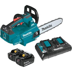 makita xcu08pt lithium-ion brushless cordless (5.0ah) 18v x2 (36v) lxt 14" top handle chain saw kit, teal