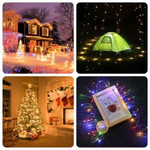 Ariceleo 4 Packs Warm White & Multi-Color Battery Operated String Lights, 5M/16.4ft. 50 LEDs Remote Control Timer 12 Modes Optional Twinkle Battery Powered Fairy Lights Sliver Wire Firefly Lights