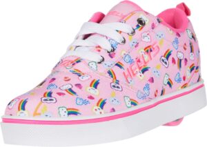 heelys girl's pro 20 prints (little kid/big kid/adult) light pink/pink/rainbow 8 big kid (women's 9) m