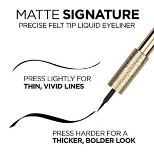 L'Oreal Paris Makeup Matte Signature Liquid Dip Eyeliner, Waterproof, Precise and Easy Application, All Day Wear, Vivid Matte Finish, Black, 0.07 fl; Oz.