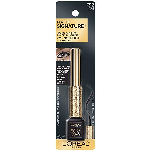 L'Oreal Paris Makeup Matte Signature Liquid Dip Eyeliner, Waterproof, Precise and Easy Application, All Day Wear, Vivid Matte Finish, Black, 0.07 fl; Oz.