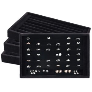 foraineam 4 pack velvet 7 slots ring earrings showcase trays holder drawer insert jewelry display organizer