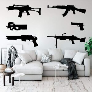 cool set of 6 guns wall decal kids room boy room weapon army solider military wall sticker bedroom play room vinyl home decor