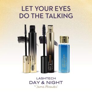 Jerome Alexander LashTech Day & Night Volumizing, Mascara Set with Eye Makeup Remover, Black