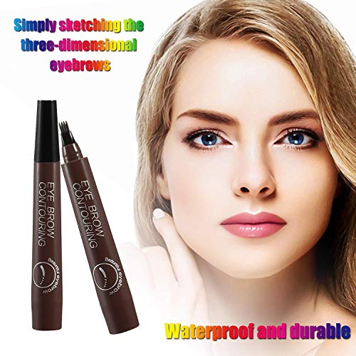 Apooliy Liquid Eyebrow Pen, Waterproof Microblading Eyebrow Pencil with a Micro-Fork Tip Applicator, Creates Natural Looking Brows Effortlessly