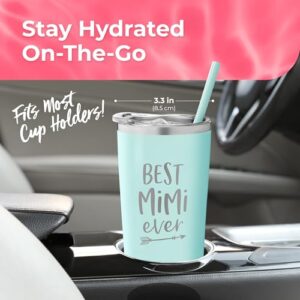 SassyCups Best Mimi Ever Insulated Tumbler Cup with Straw and Lid - Coffee Mug Gift for Grandma - World's Best Mimi Gift From Grandkids for Birthday - New Mimi Tumbler - Grandma, Mimi Gifts