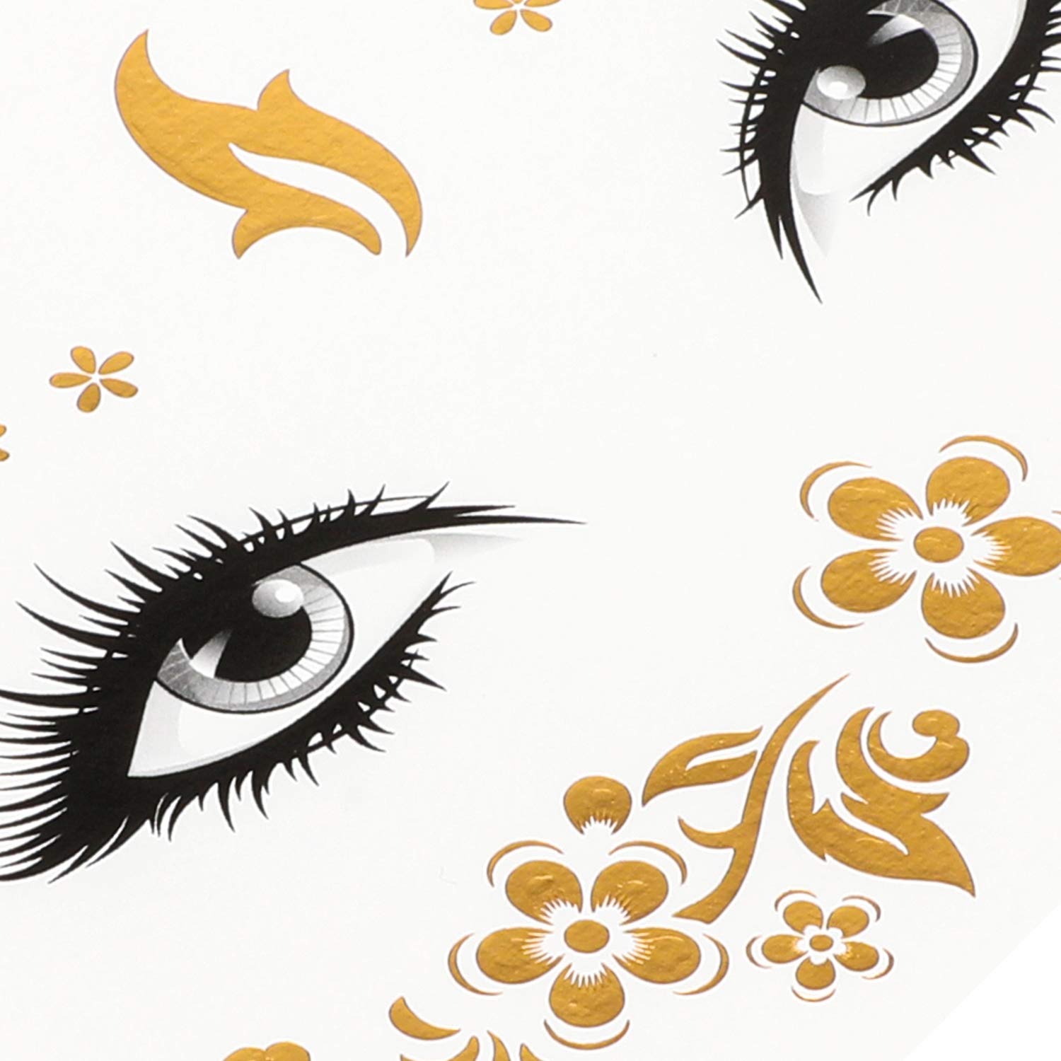 Konsait 8 Sheets Face Tattoo Sticker Metallic Temporary Transfer Tattoo Waterproof Face Jewels for Women Girls Make Up Dancer Costume Parties, Shimmer Glitter Gold Tattoos,Scale Tears Butterfly Freckl