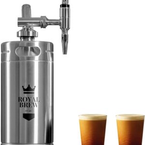 The Original Royal Brew Nitro Cold Brew Coffee Maker - Gift for Coffee Lovers - 128 oz Extra Large Home Keg, Nitrogen Gas System Coffee Dispenser Kit