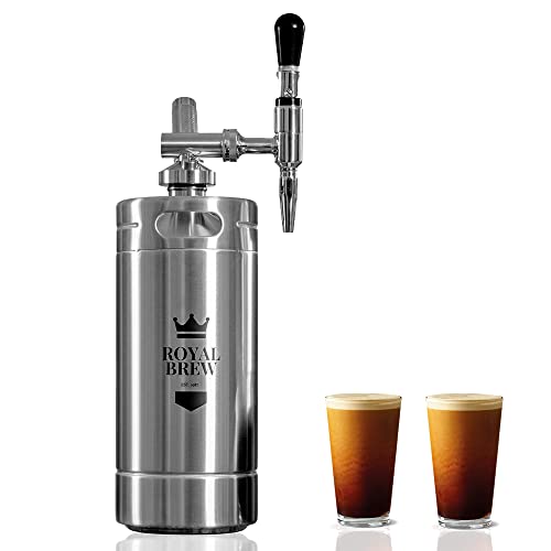 The Original Royal Brew Nitro Cold Brew Coffee Maker - Gift for Coffee Lovers - 128 oz Extra Large Home Keg, Nitrogen Gas System Coffee Dispenser Kit