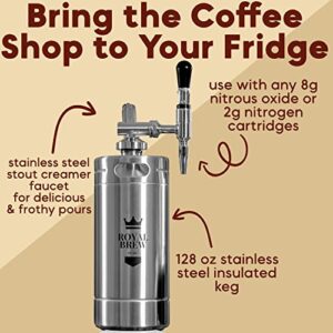 The Original Royal Brew Nitro Cold Brew Coffee Maker - Gift for Coffee Lovers - 128 oz Extra Large Home Keg, Nitrogen Gas System Coffee Dispenser Kit