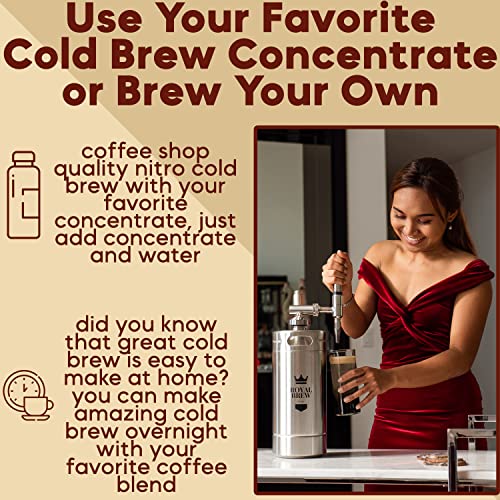 The Original Royal Brew Nitro Cold Brew Coffee Maker - Gift for Coffee Lovers - 128 oz Extra Large Home Keg, Nitrogen Gas System Coffee Dispenser Kit