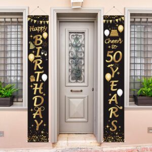 2 Pieces 50th Birthday Party Decorations Cheers to 50 Years Banner 50th Party Decorations Welcome Porch Sign for 50 Years Birthday Supplies (50th Birthday)