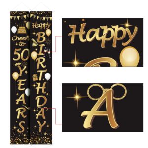 2 Pieces 50th Birthday Party Decorations Cheers to 50 Years Banner 50th Party Decorations Welcome Porch Sign for 50 Years Birthday Supplies (50th Birthday)