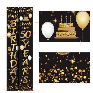 2 Pieces 50th Birthday Party Decorations Cheers to 50 Years Banner 50th Party Decorations Welcome Porch Sign for 50 Years Birthday Supplies (50th Birthday)