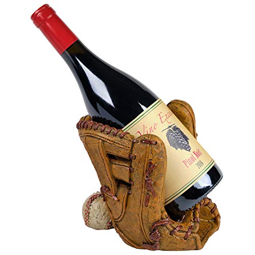 EXCELLO GLOBAL PRODUCTS Wine Bottle Holder: Unique Decorative Baseball Glove Design for Tabletop Display in Home, Kitchen, or Bar