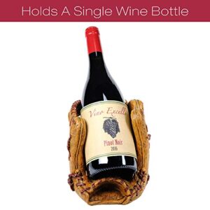 EXCELLO GLOBAL PRODUCTS Wine Bottle Holder: Unique Decorative Baseball Glove Design for Tabletop Display in Home, Kitchen, or Bar