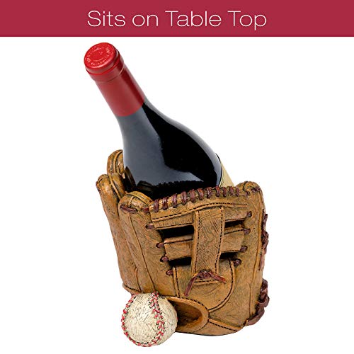 EXCELLO GLOBAL PRODUCTS Wine Bottle Holder: Unique Decorative Baseball Glove Design for Tabletop Display in Home, Kitchen, or Bar