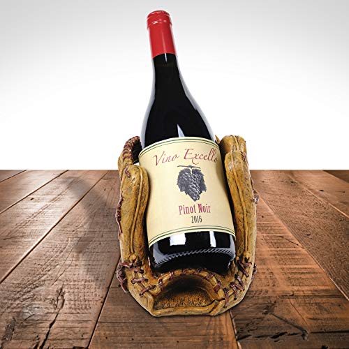 EXCELLO GLOBAL PRODUCTS Wine Bottle Holder: Unique Decorative Baseball Glove Design for Tabletop Display in Home, Kitchen, or Bar