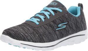 skechers go golf women's go walk sport relaxed fit golf shoe, black/blue, 6.5 m us