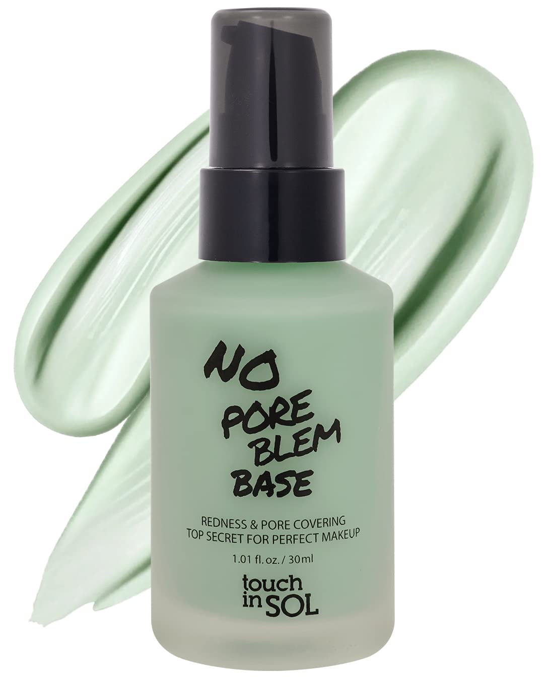 TOUCH IN SOL Redness Correcting Base Primer 1.01 fl.oz. - Pore Minimizing Green Toned Makeup Base - Tone Neutralizing before Foundation - Minimize Rosacea, Redness - No Pore Blem Primer Base