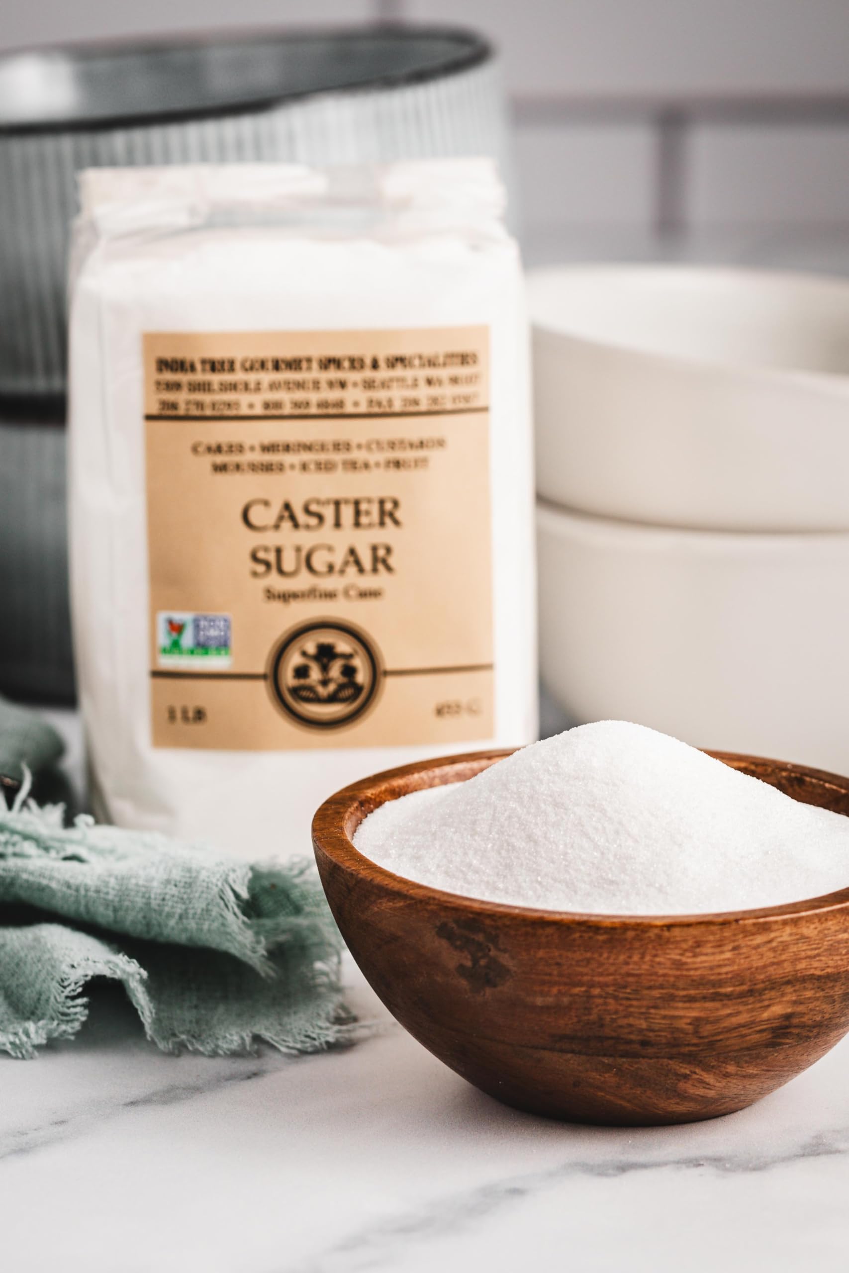 India Tree Superfine Caster Sugar, 1.75 Pound, Fine Sugar for Cakes, Meringues, Custards, Mouses, Iced Tea & Fruit